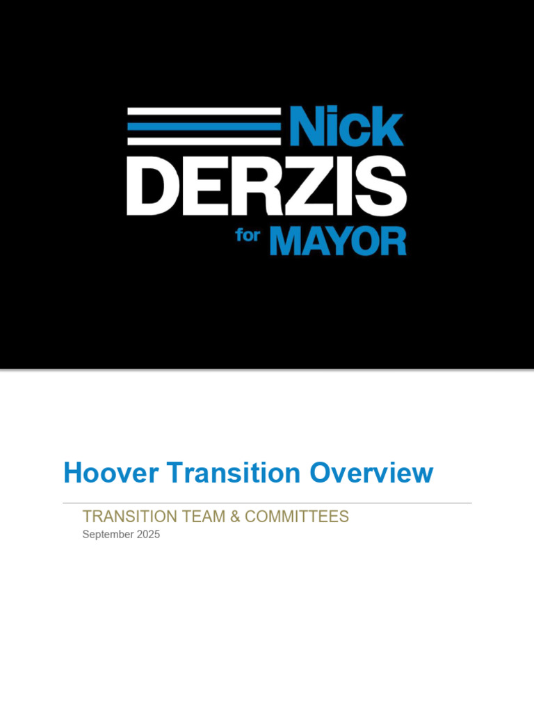 Hoover Mayor-Elect Nick Derzis Transition Team Committees & Scope | PDF ...