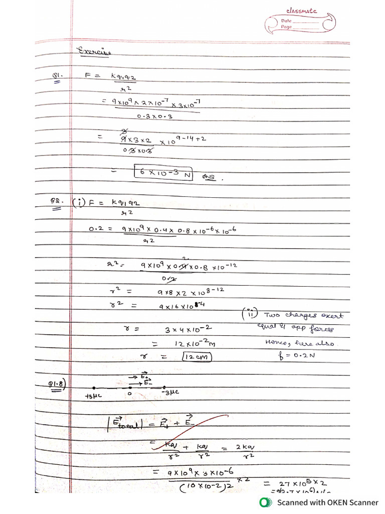 Phy CHP 1 Ex Till 13q | PDF