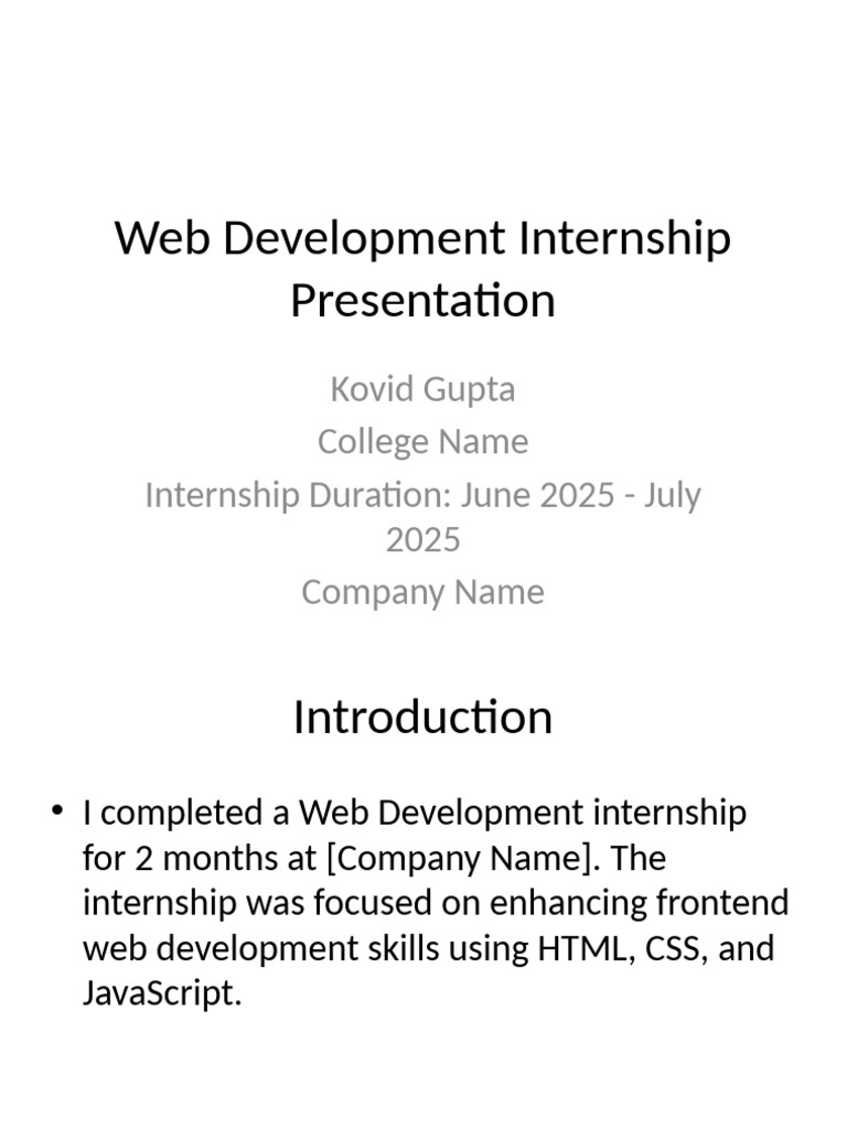 Web Development Internship Presentation | PDF
