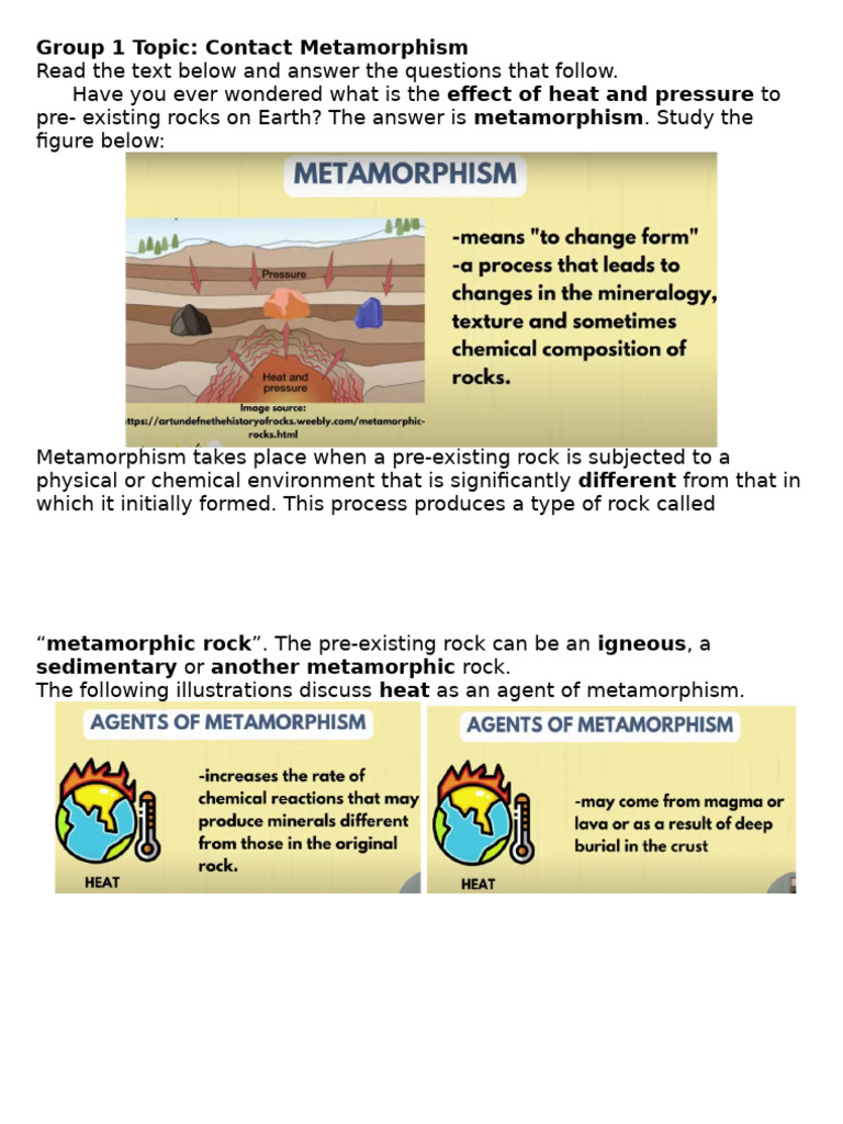 ELS W6 Metamorphism and Types of Igneous Rocks | PDF | Rock (Geology ...