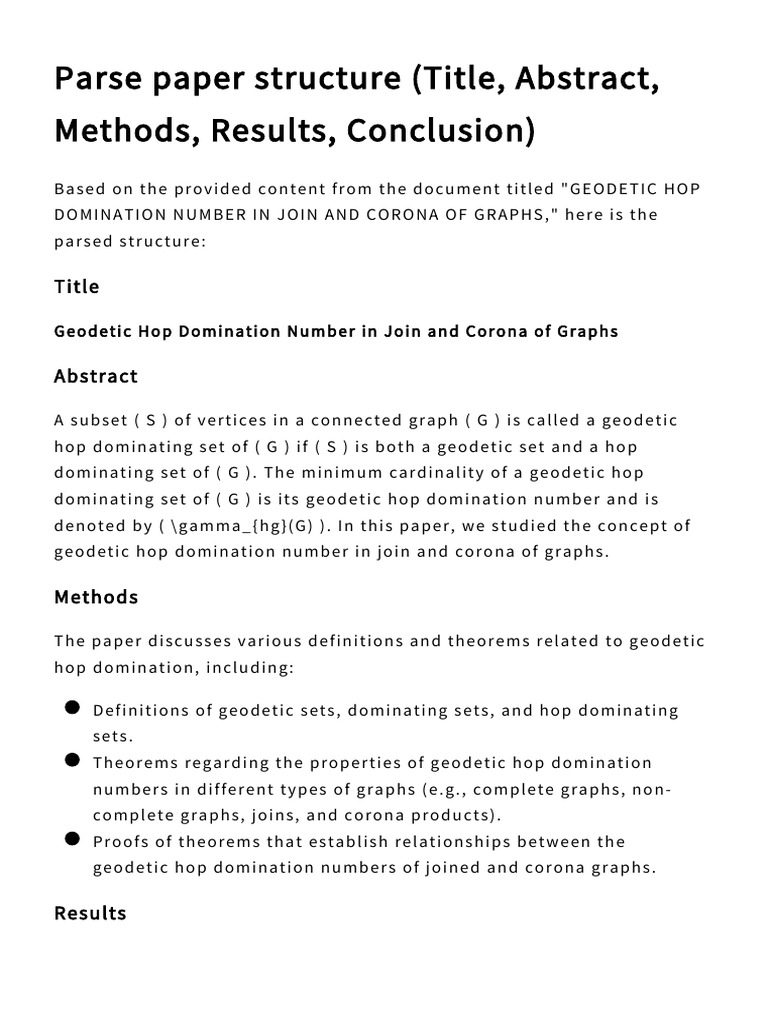 Parse Paper Structure (Title, Abstract, Methods, Results, Conclusion ...