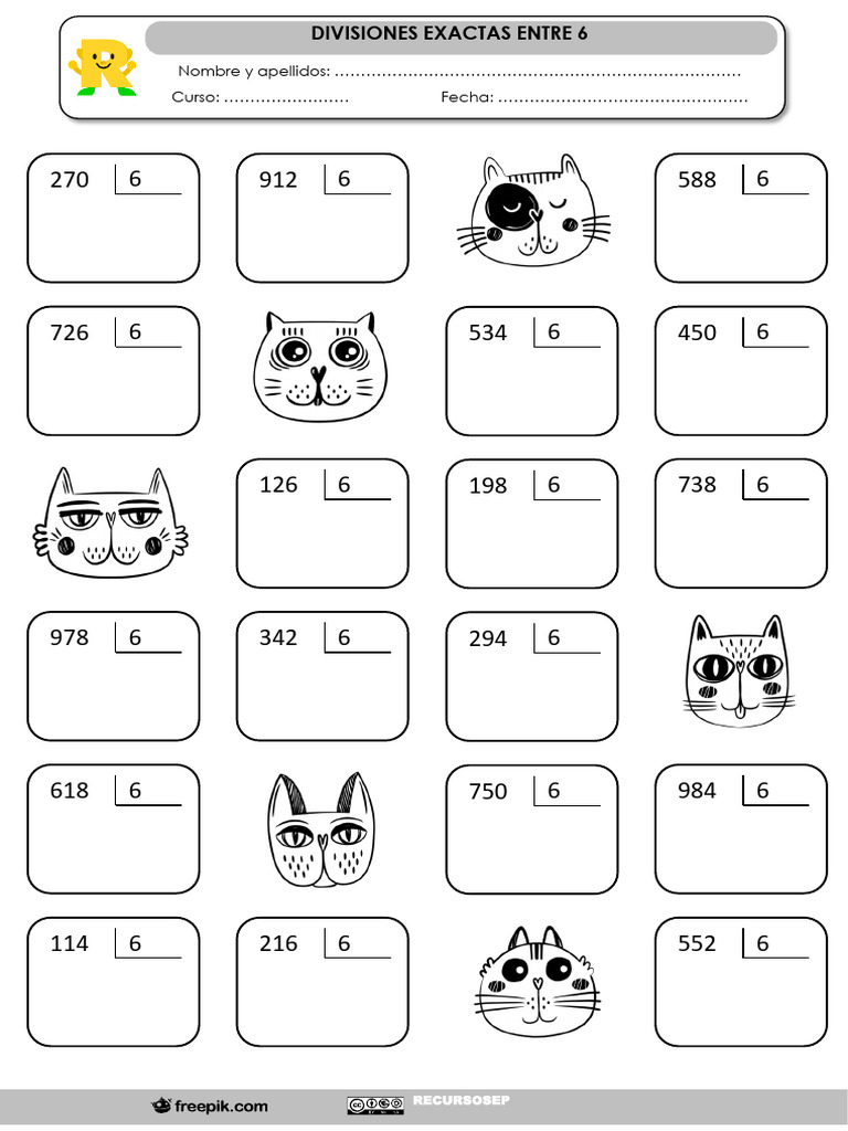 Divisiones Exactas entre 6 | PDF