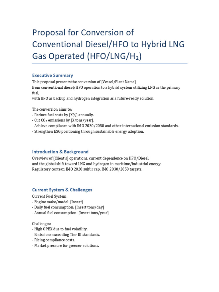 Hybrid LNG Proposal With Charts Tables | PDF | Fuel Oil | Liquefied ...