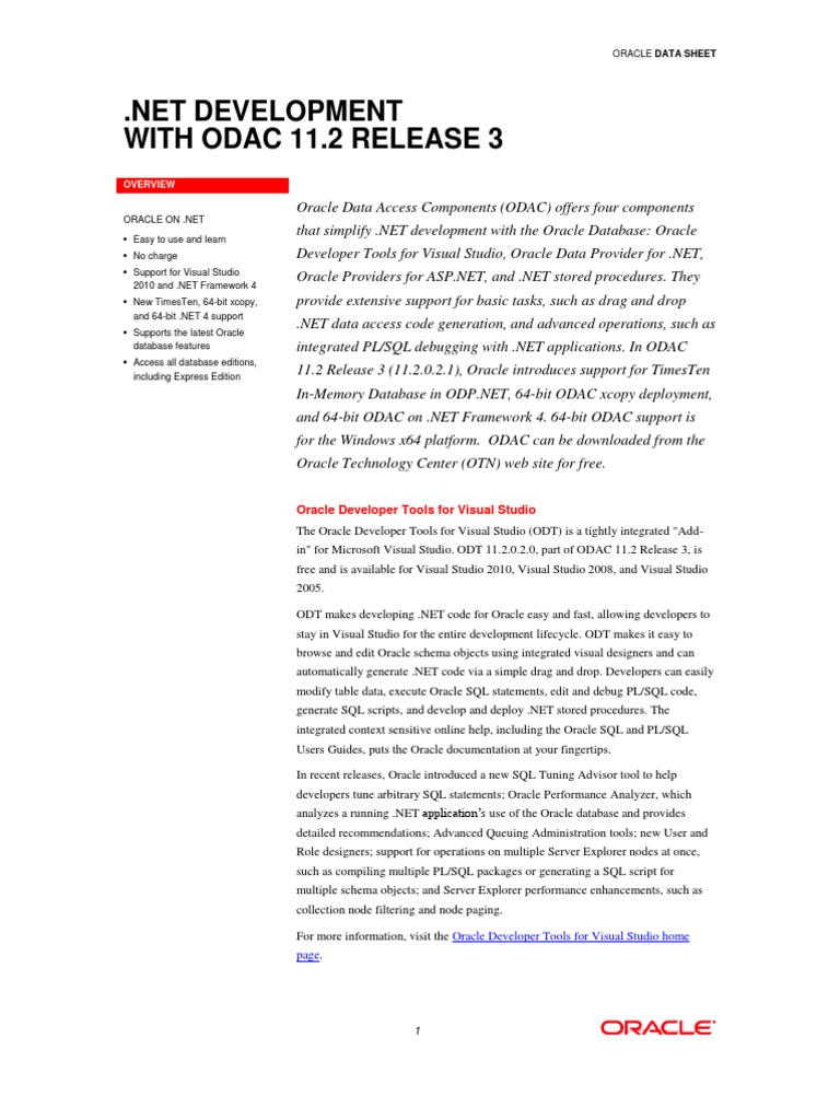 Odac 112 r3 Ds 307706 | PDF | Oracle Database | Microsoft Visual Studio