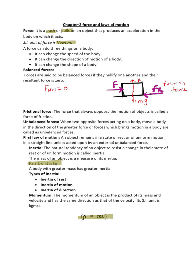 Force and Laws of Motion Explained | PDF | Force | Newton's Laws Of Motion