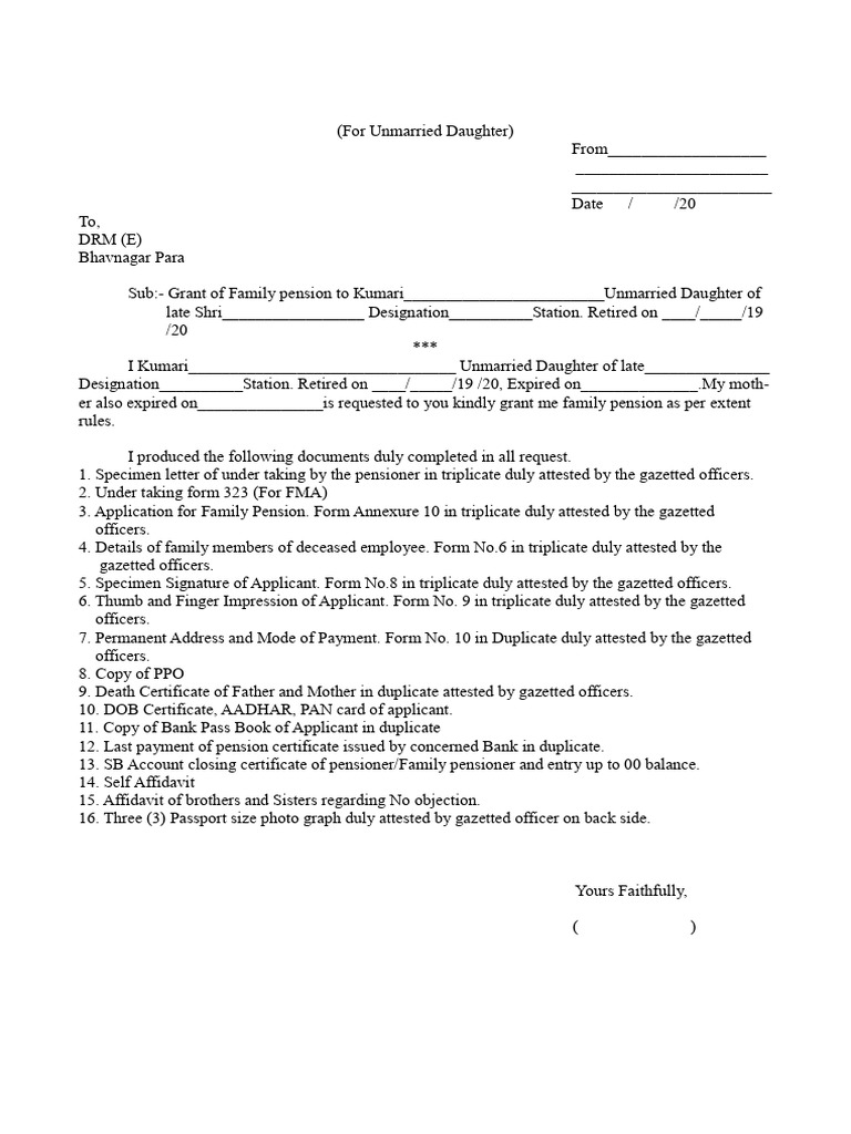 Family Pension Application | PDF | Social Institutions