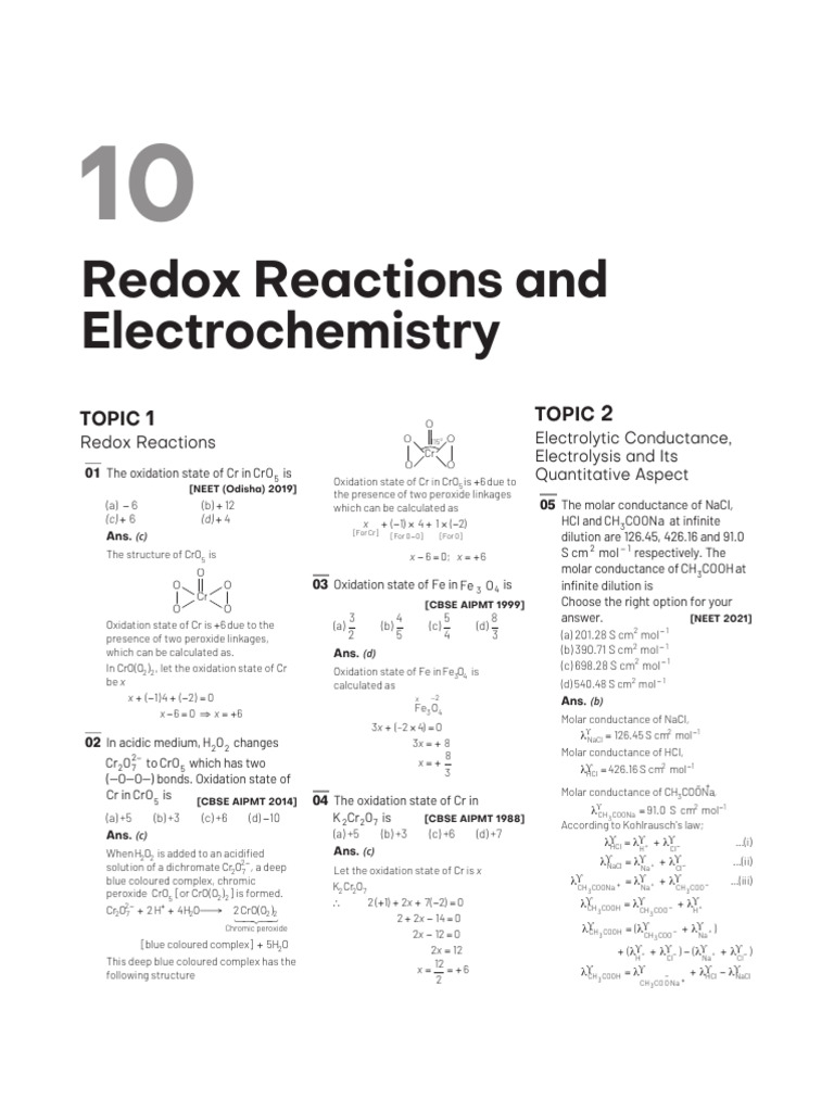 Redox Reactions and Electrochemistry | PDF | Ion | Electrolyte