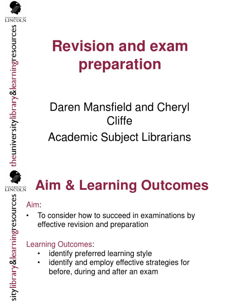 Revision and Exam Presentation | PDF | Learning Styles | Study Skills