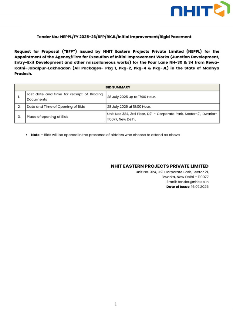 RFP Initial Improvement Works Rigid Pavement RKJL NEPPL 16.07.2025 ...