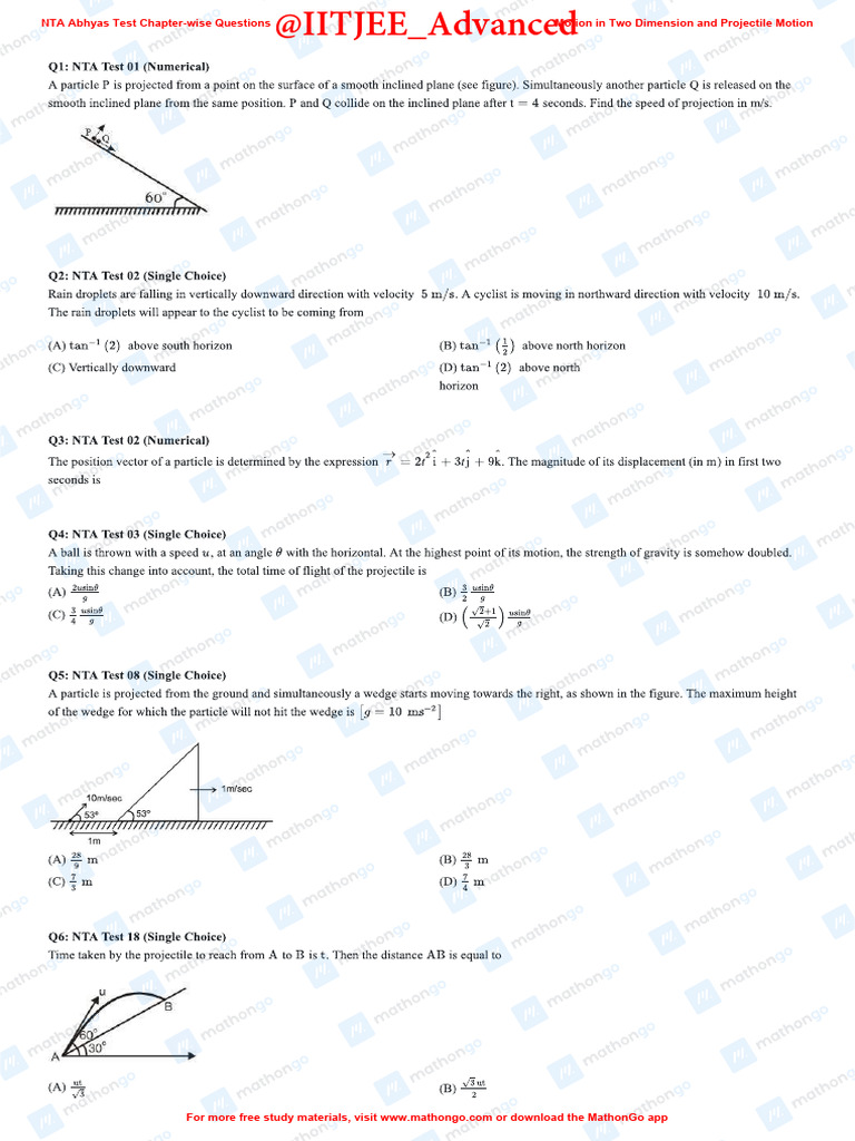 04 Motion in Two Dimension and Projectile Motion | PDF | Flight ...