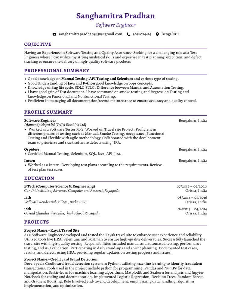 Software Engineer & Tester Profile | PDF | Software Testing | Software ...