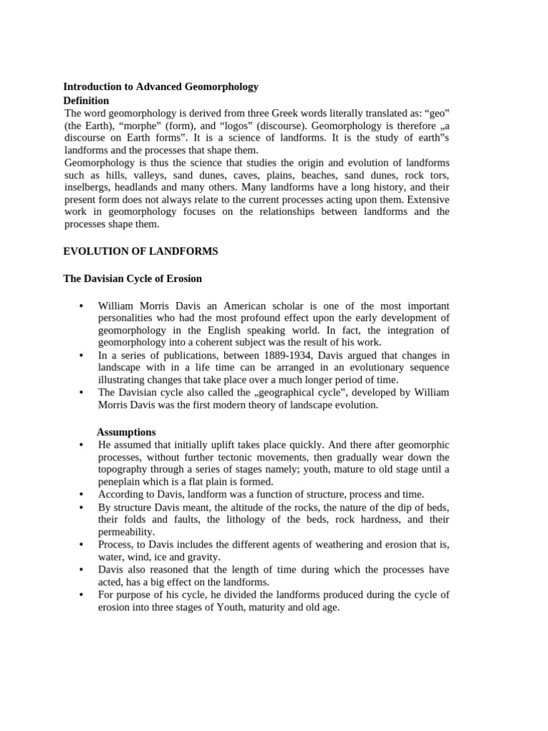 Advanced Geomorphology Overview | PDF | Geomorphology | Erosion