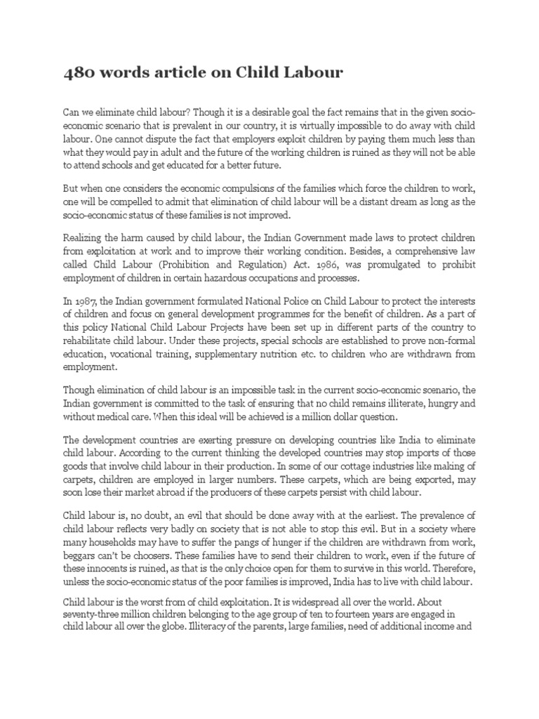 Article on Child Labour | Child Labour | Poverty | Free 30-day Trial ...