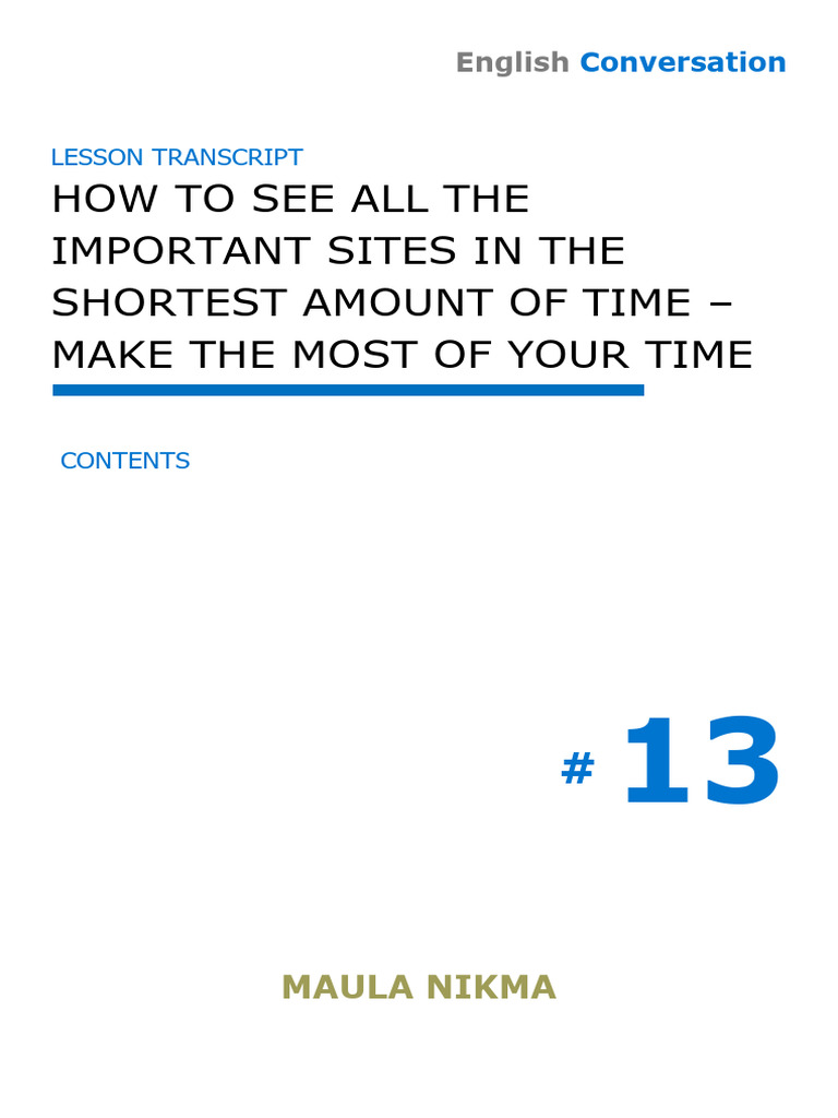 Lesson 13 - How To See All The Important Sites in The Shortest Amount ...
