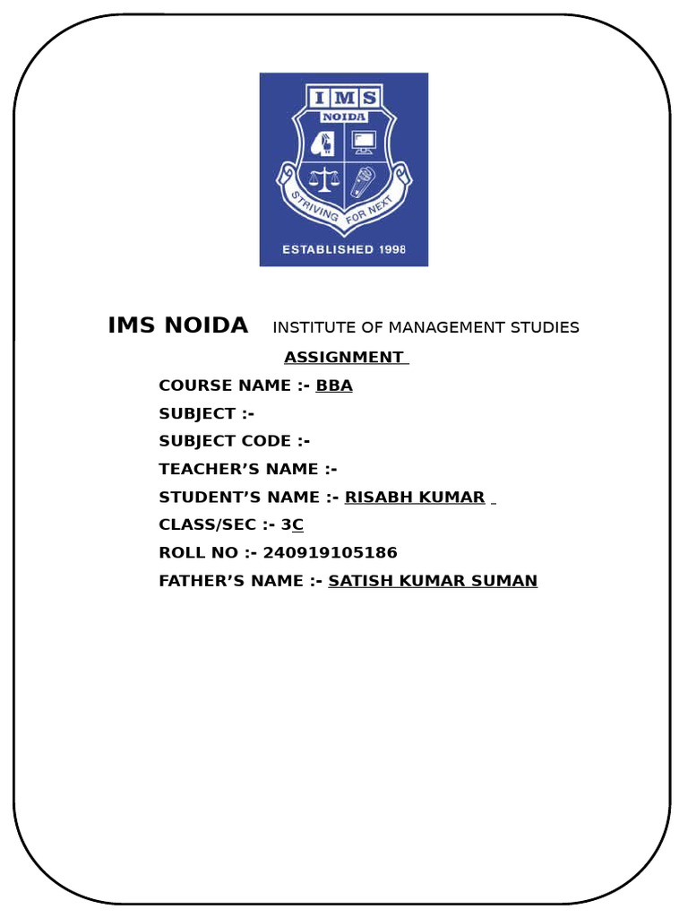 Assignment Cover Page | PDF