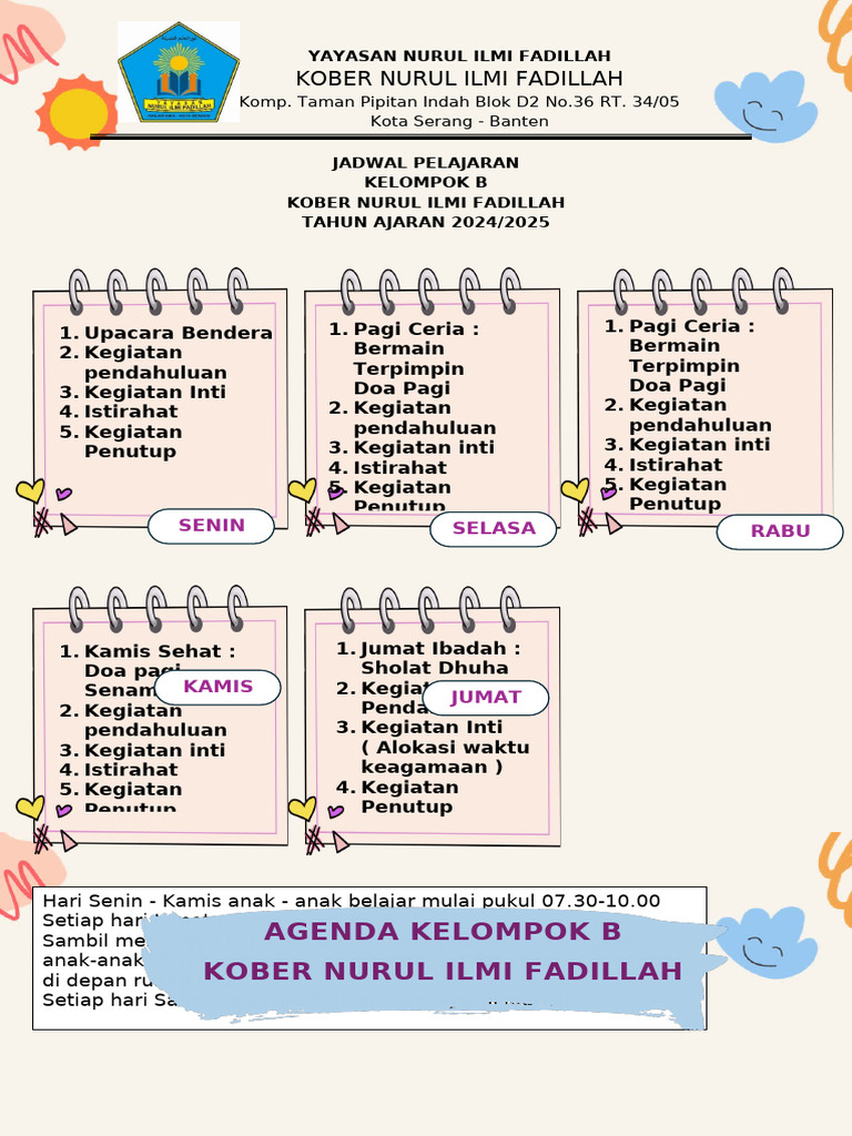 Jadwal Pelajaran TK PAUD Jateng | PDF