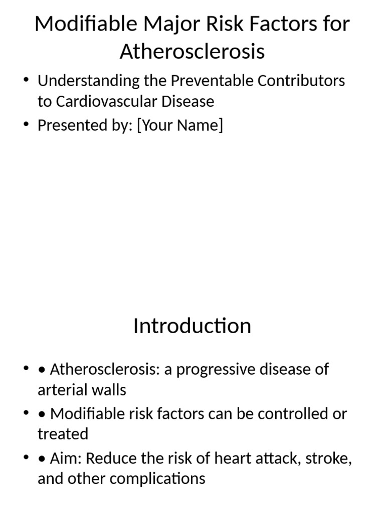 Modifiable Risk Factors Atherosclerosis | PDF