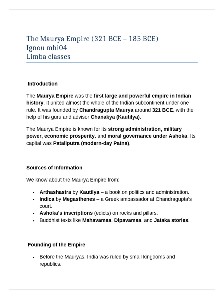 The Maurya Empire Mhi04 | PDF | Ashoka
