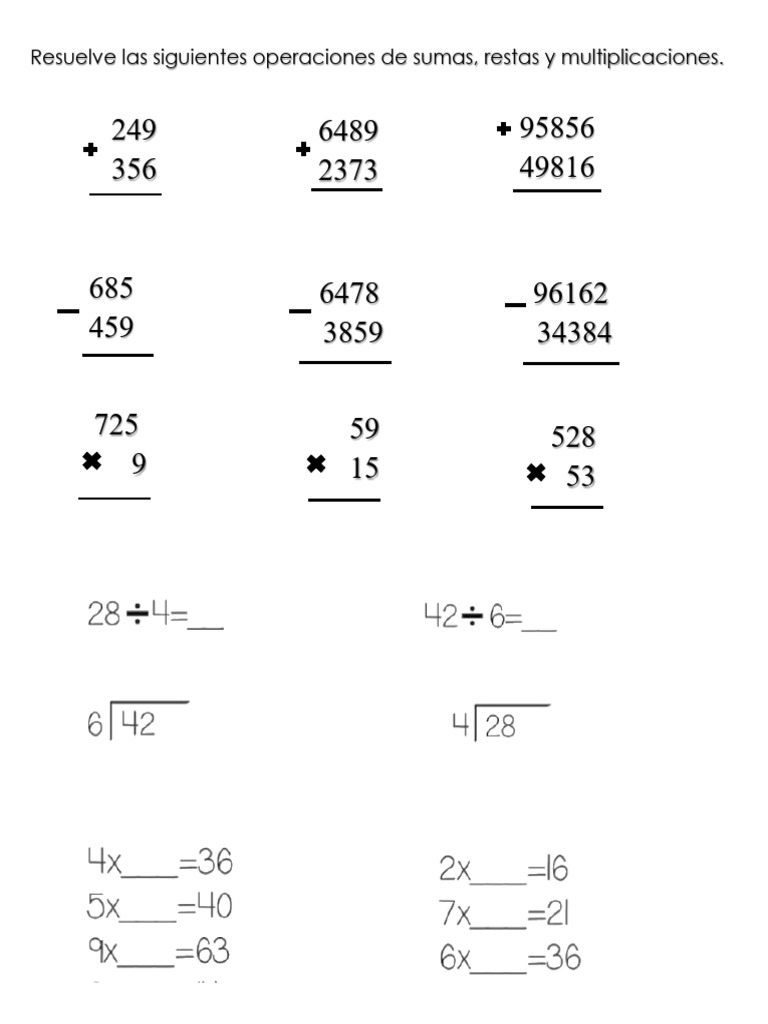 Ejercicio Individual Matematicas 5 de Terero Segunda Parte | PDF