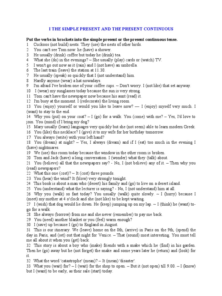 Exercises 1 Thomson&Martinet | PDF | Perfect (Grammar) | Grammar