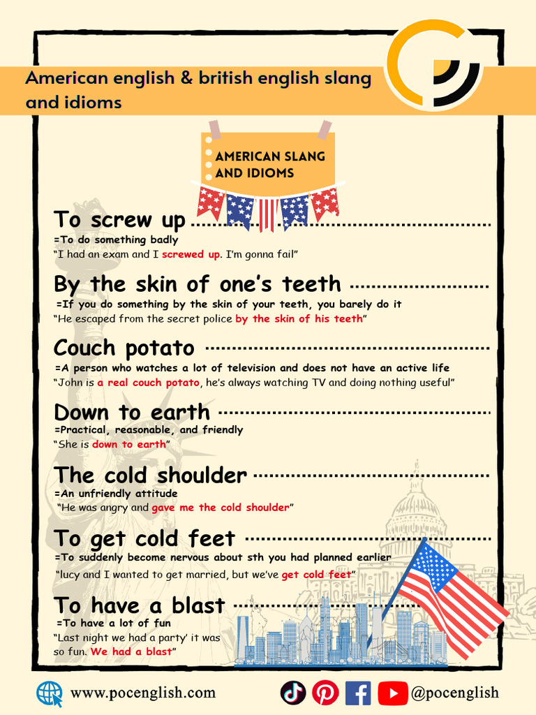 American English & British English Slang and Idioms | PDF