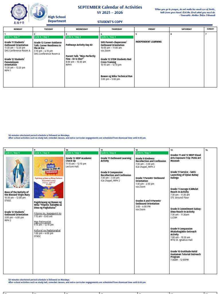 September 2025 Activity Calendar | PDF