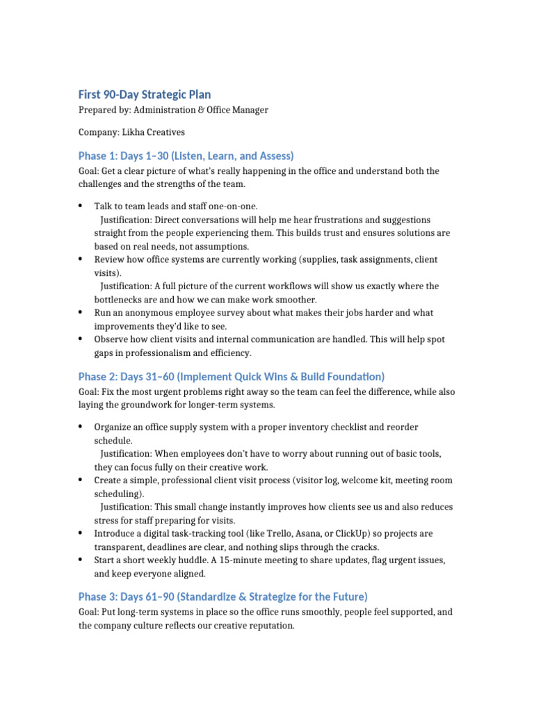 90-Day Strategic Plan for Sales Managers | PDF | Business