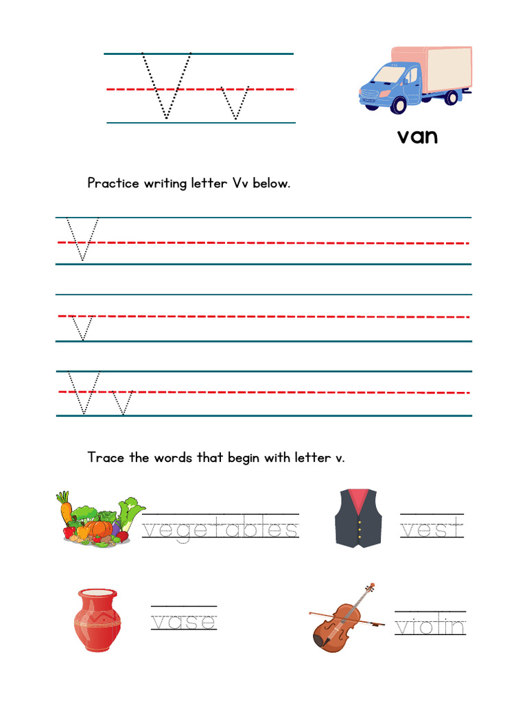 Writing Letter VV Worksheet | PDF