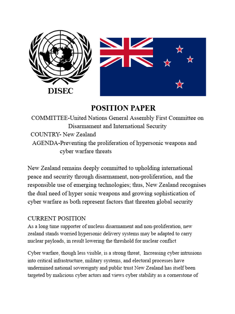 New Zealand's Position on Hypersonic Weapons and Cybersecurity | PDF