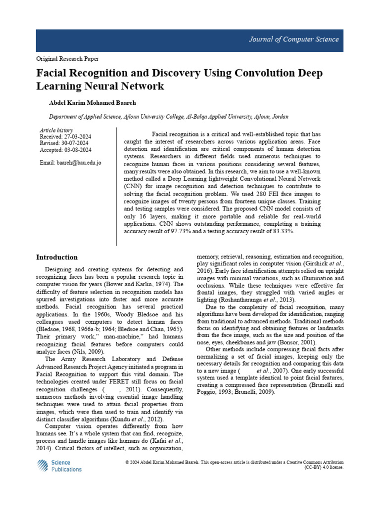 Facial Recognition and Discovery Using Convolution Deep Learning Neural ...