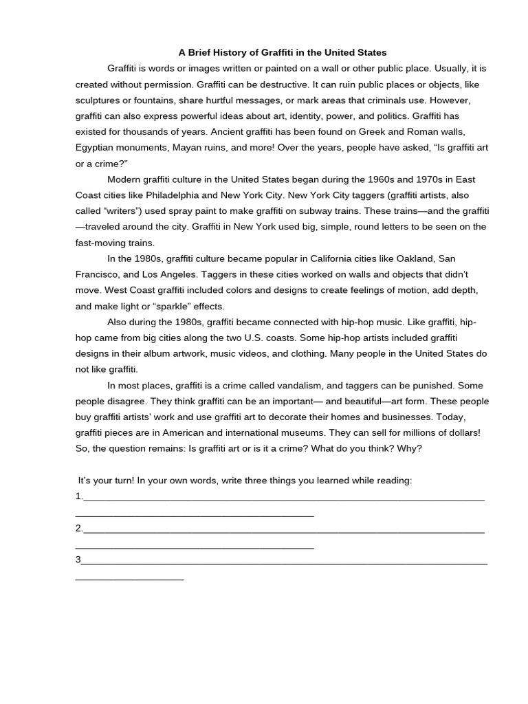 History of Graffiti in the U.S. | PDF | Graffiti | The Arts