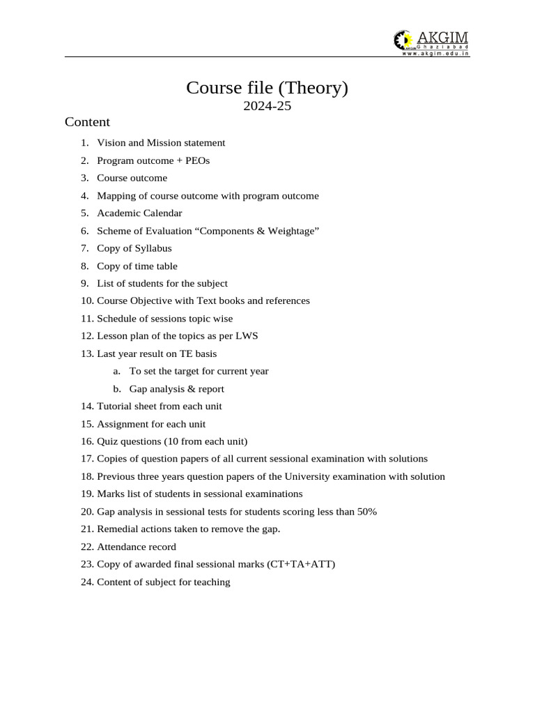 Course File Format-New 2024-25 - QTM | PDF | Linear Programming ...