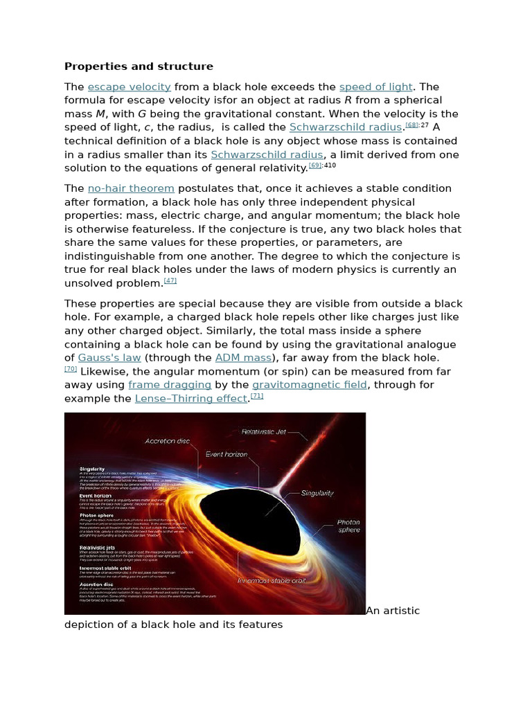 Black Hole Properties and Structure Explained | PDF | Black Hole | Density