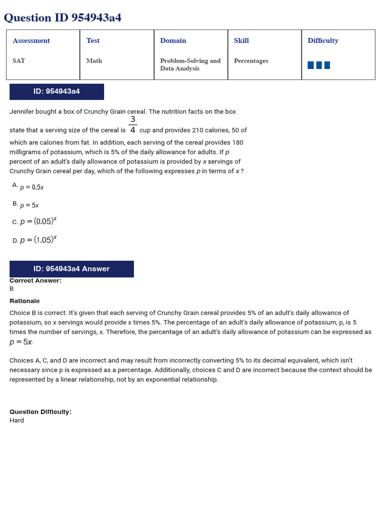 SAT Ratios:%:units Practice Ans | PDF | Sat | Density