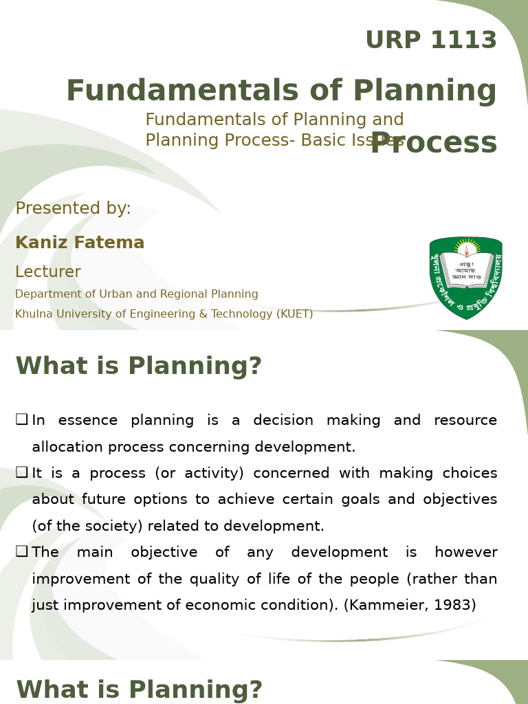 Fundamentals of Urban Planning Process | PDF | City | Urban Area