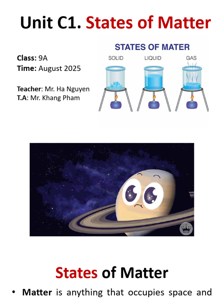 Lecture Slides - Unit C1 - States of Matter | PDF | Gases | Liquids