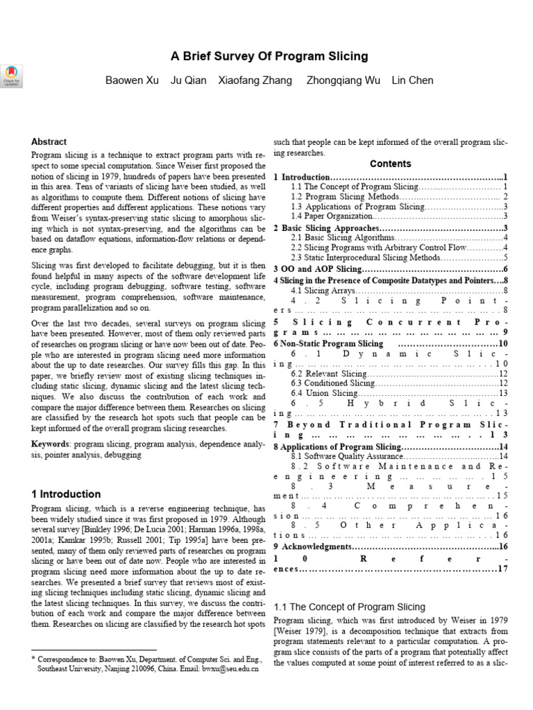 Slicing Survey | PDF | Object Oriented Programming | Algorithms
