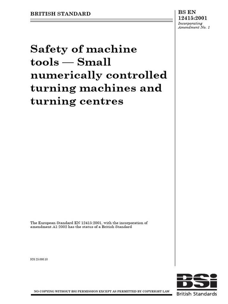 Safety Standards for CNC Turning Machines | PDF