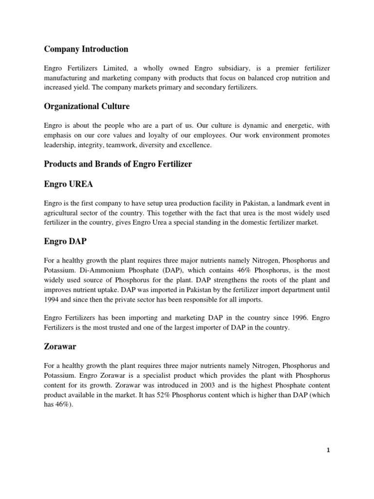 Engro Fertilizer Company | PDF | Fertilizer | Agriculture