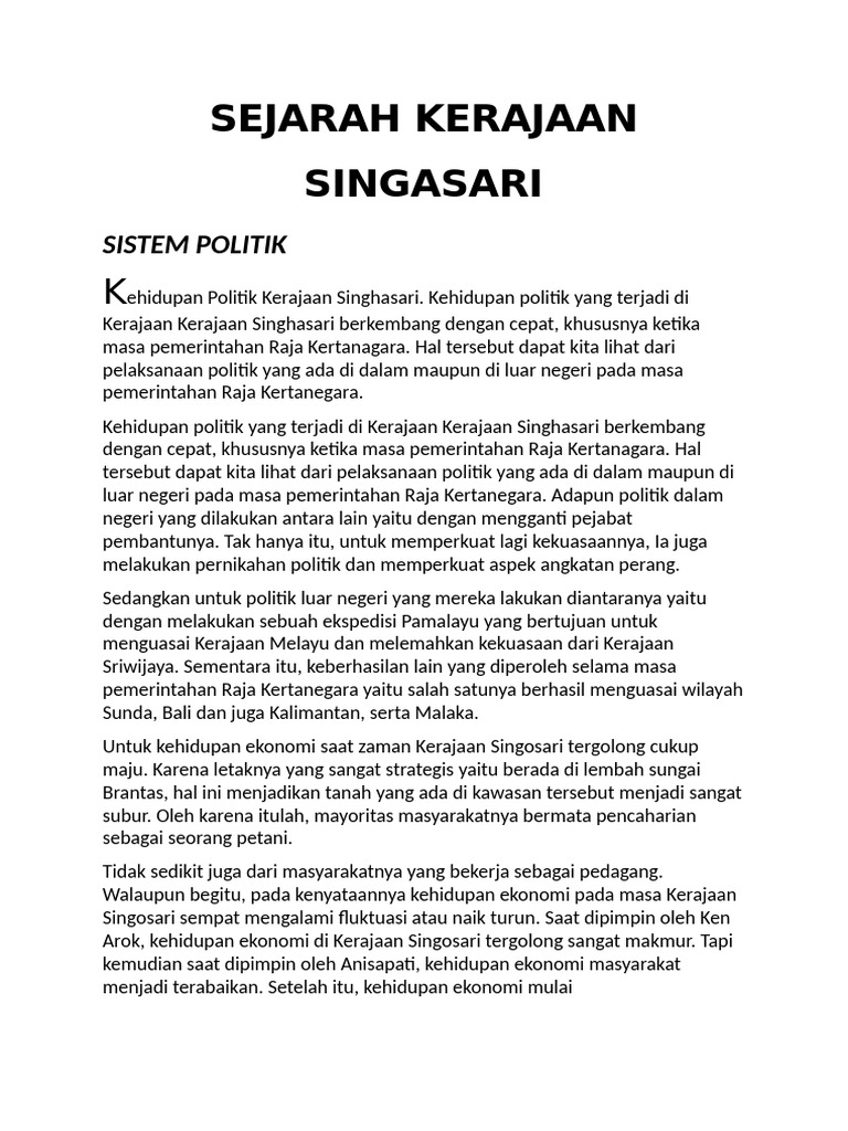 Sejarah Kerajaan Singasari | PDF