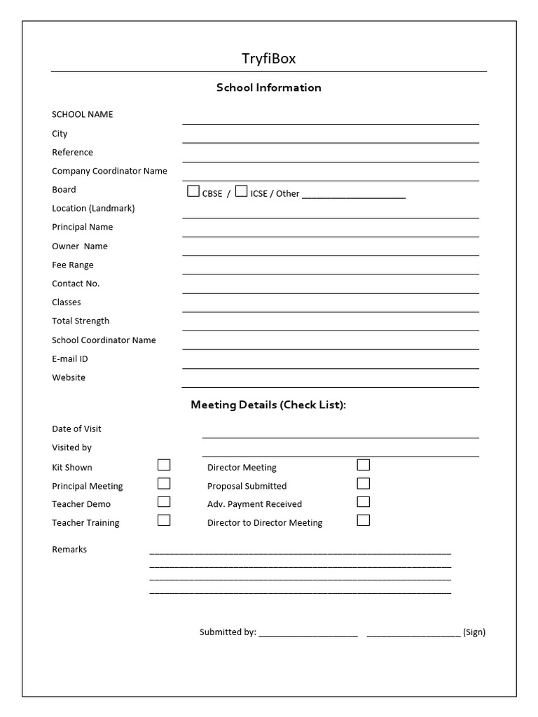 School Info Form - Marketing | PDF