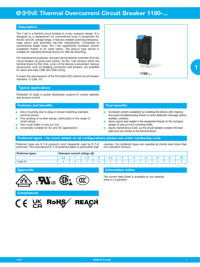 Circuit Breaker Helico 1180 | PDF | Fuse (Electrical) | Alternating Current