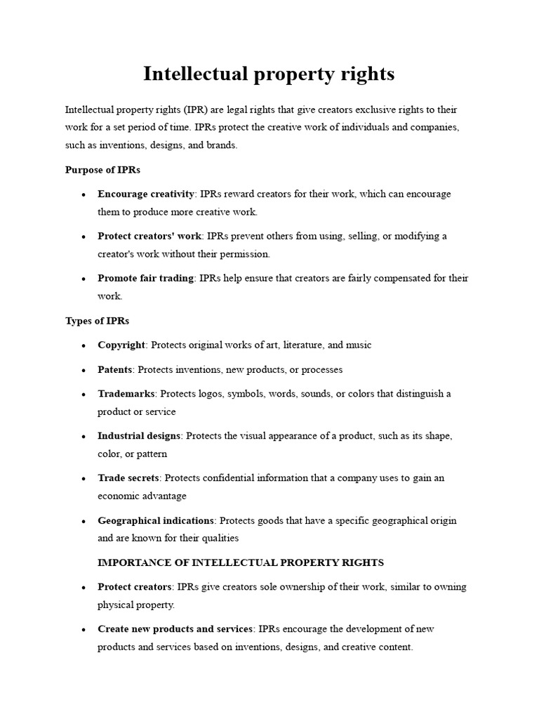Understanding Intellectual Property Rights | PDF | Intellectual ...