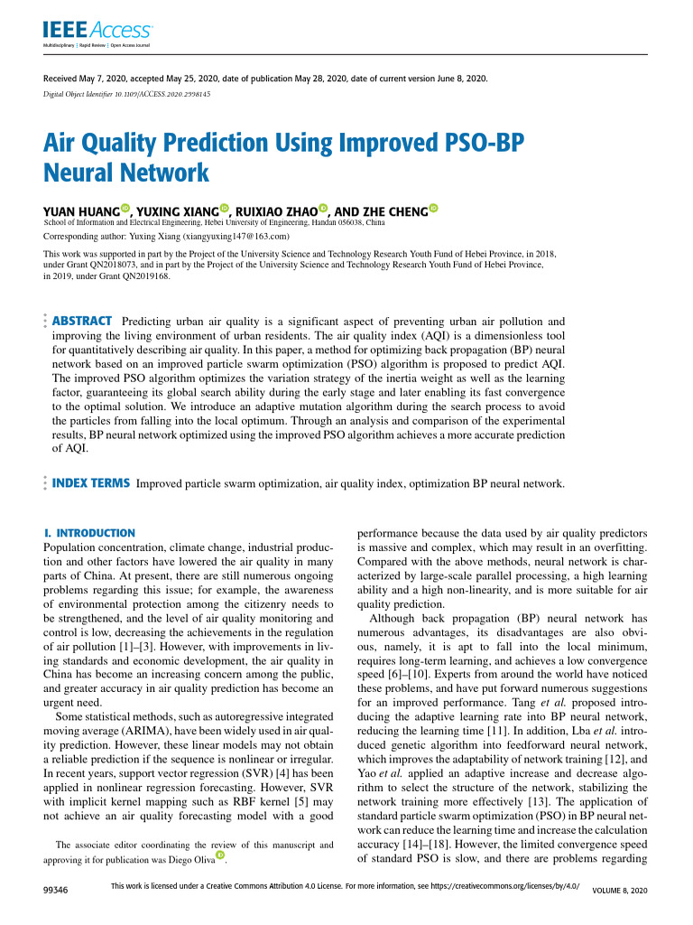 Air Quality Prediction with PSO-BP Neural Network | PDF | Prediction ...