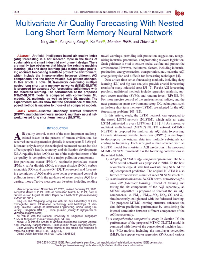 Multivariate AQI Forecasting with NLSTM | PDF | Forecasting | Wavelet