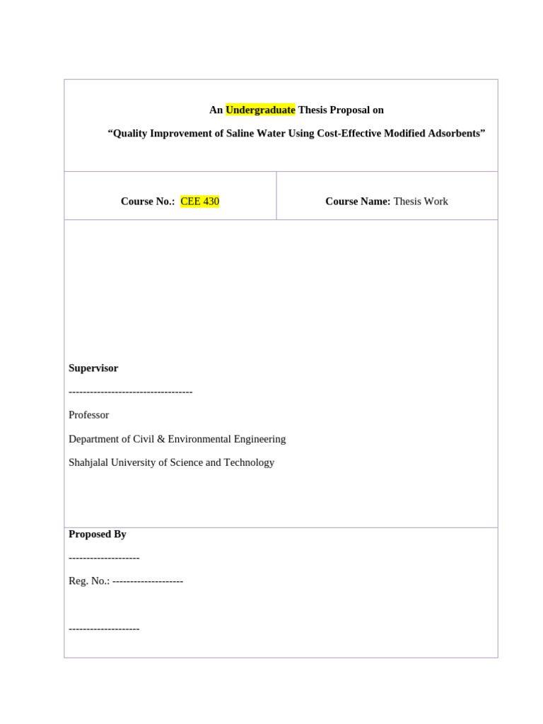Thesis Proposal - Sample 2 | PDF | Soil | Adsorption
