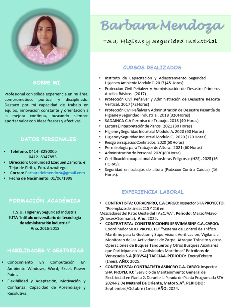 CV Barbara Mendoza TP | PDF