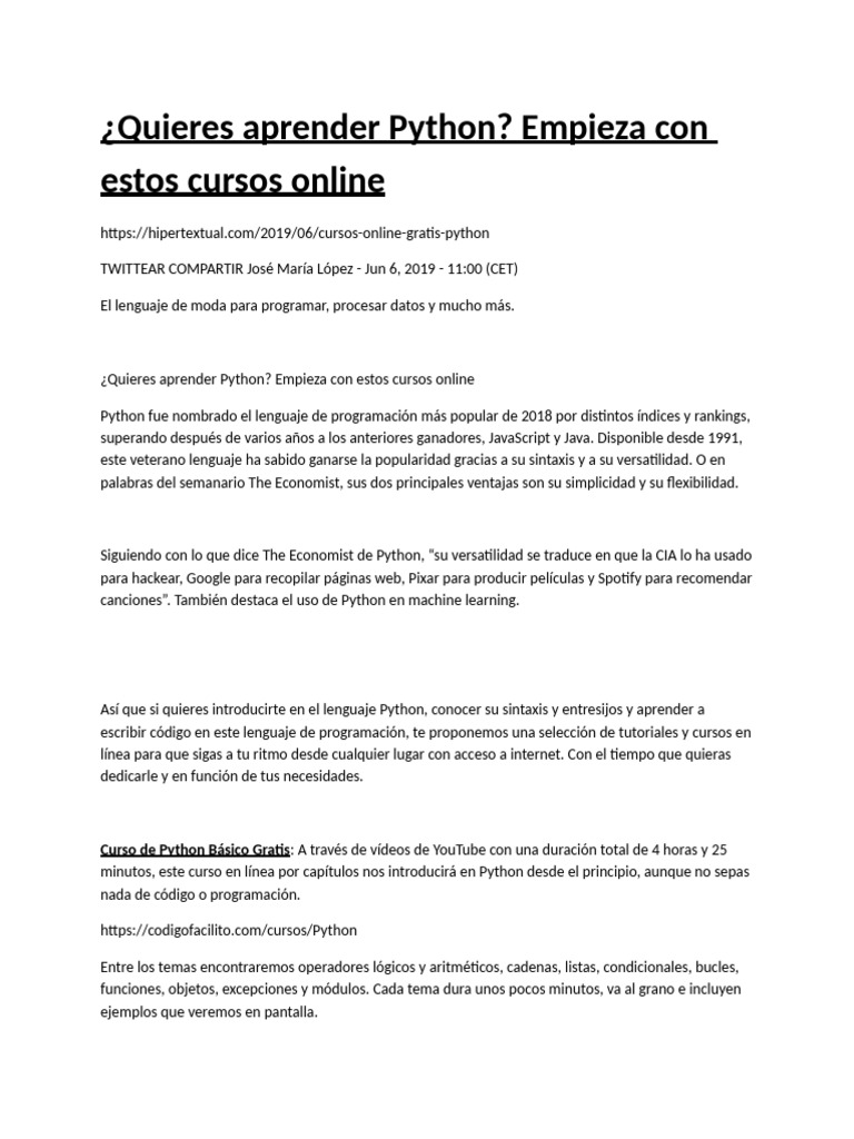 Otros Cursos de Python | PDF | Python (lenguaje de programación) | Lenguaje de programación