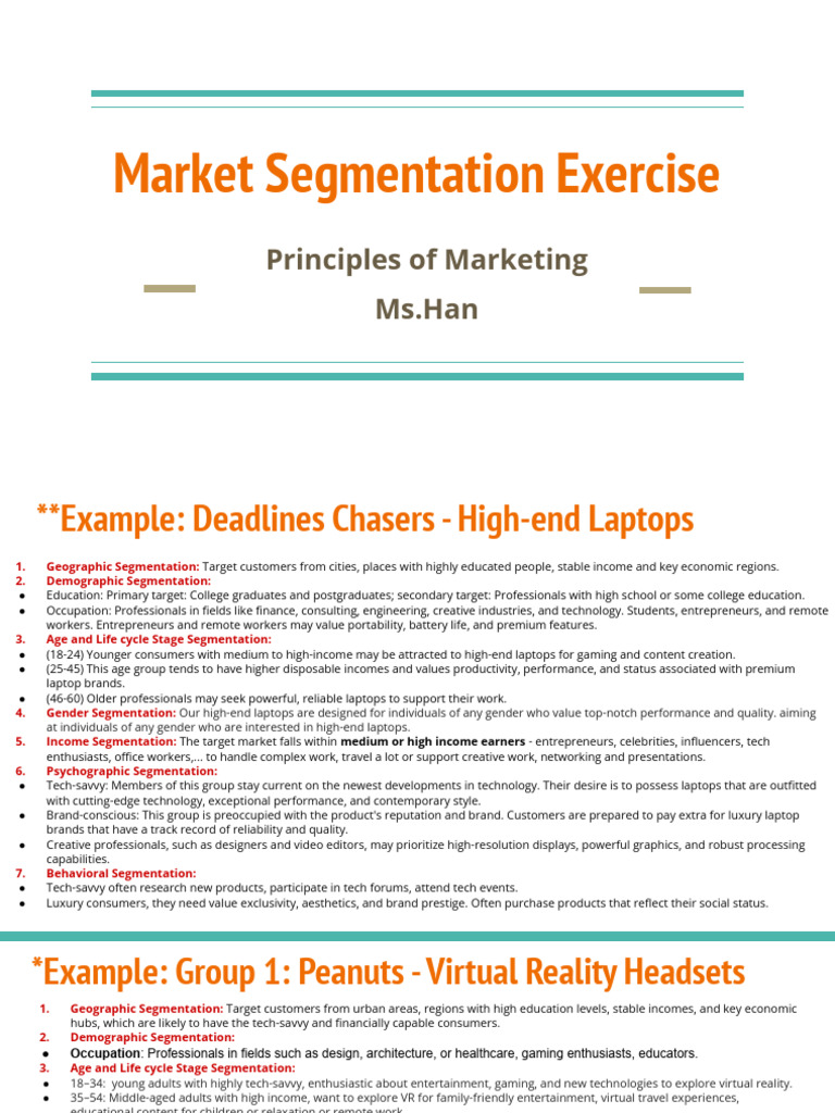 PMK T1 2025 Market Segmentation Exercise | PDF | Market Segmentation | Virtual Reality