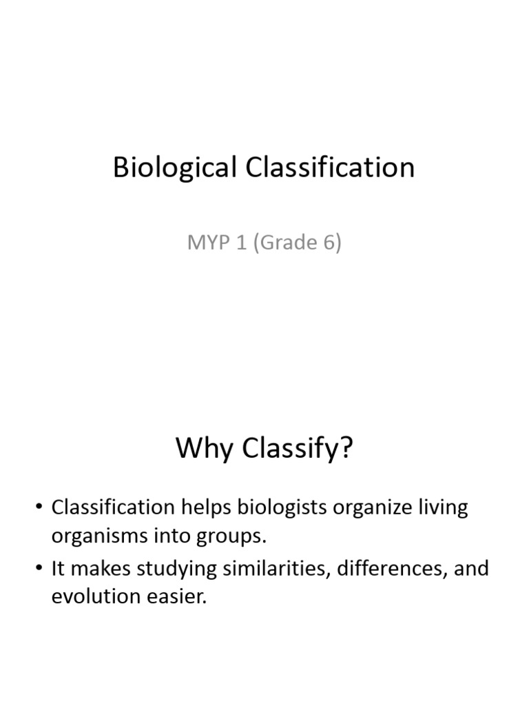 Biological Classification: MYP 1 (Grade 6) | PDF | Microorganism ...